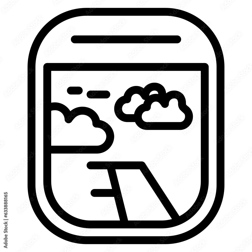 window, wings, plane window, travel, aviation, vacation Icon, Line ...