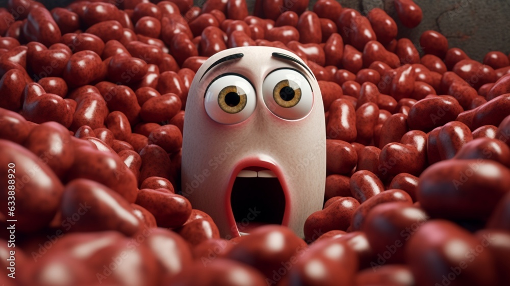 Beans face kidney bean cartoon vector illustration picture AI generated ...
