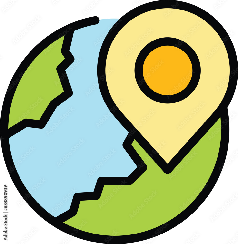 World location icon outline vector. Around travel. Global map color ...