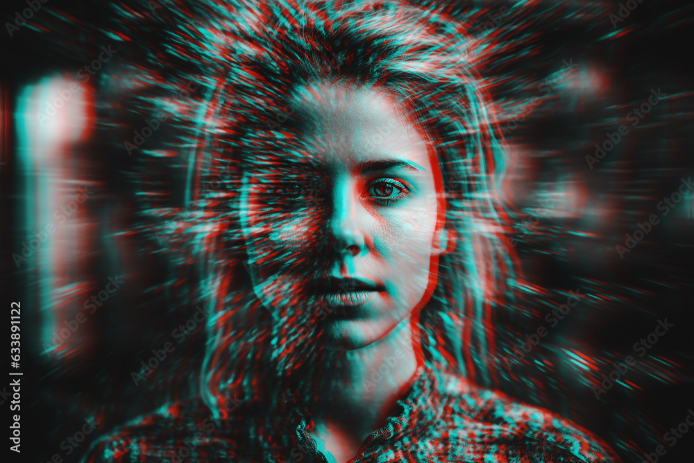 woman with mental disorders and paranoia in depression and stress ...