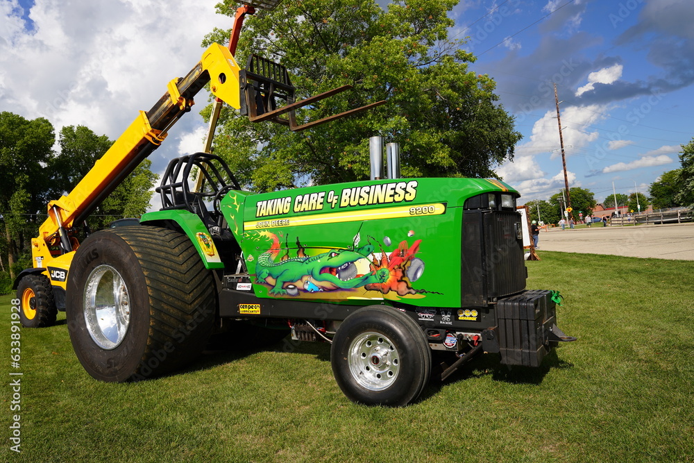 Modified John Deere power tractor for power pulling competition sits on ...