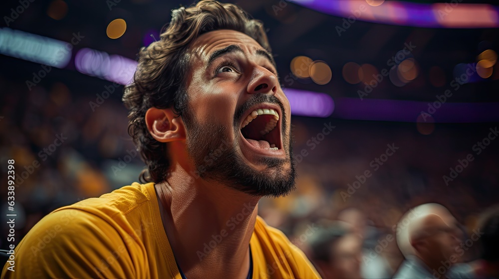 Sports fan shouting in excitement in stadium created with ai Stock ...