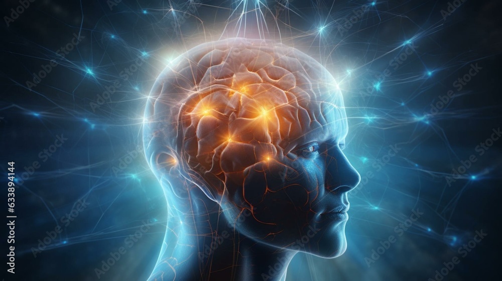 Human brain lighting up with electrical activity and energy Stock Photo ...