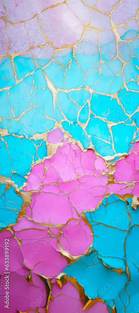 Gold pink and blue crackled background, luxury feminine texture for ...