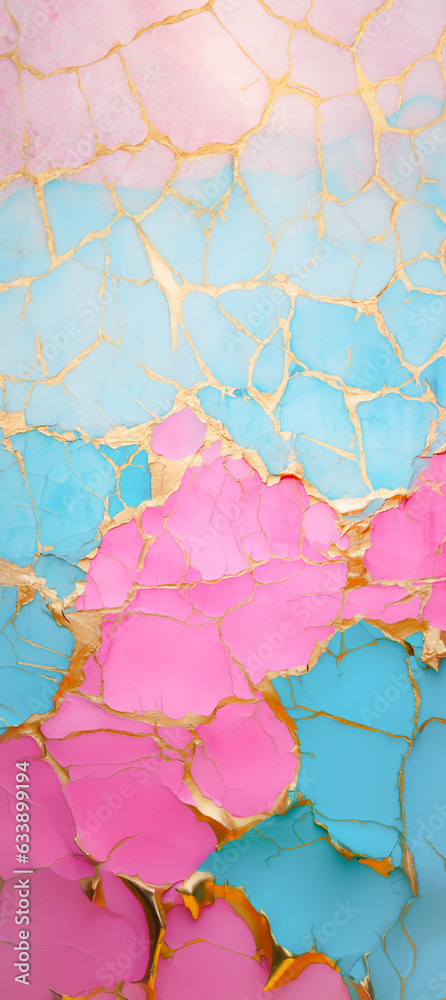 Gold pink and blue crackled background, luxury feminine texture for ...
