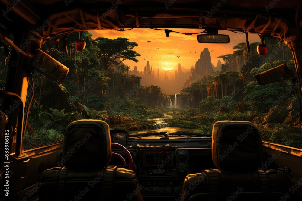 Journey Through the Wild: Vehicle's Rear View Exploring Untamed ...