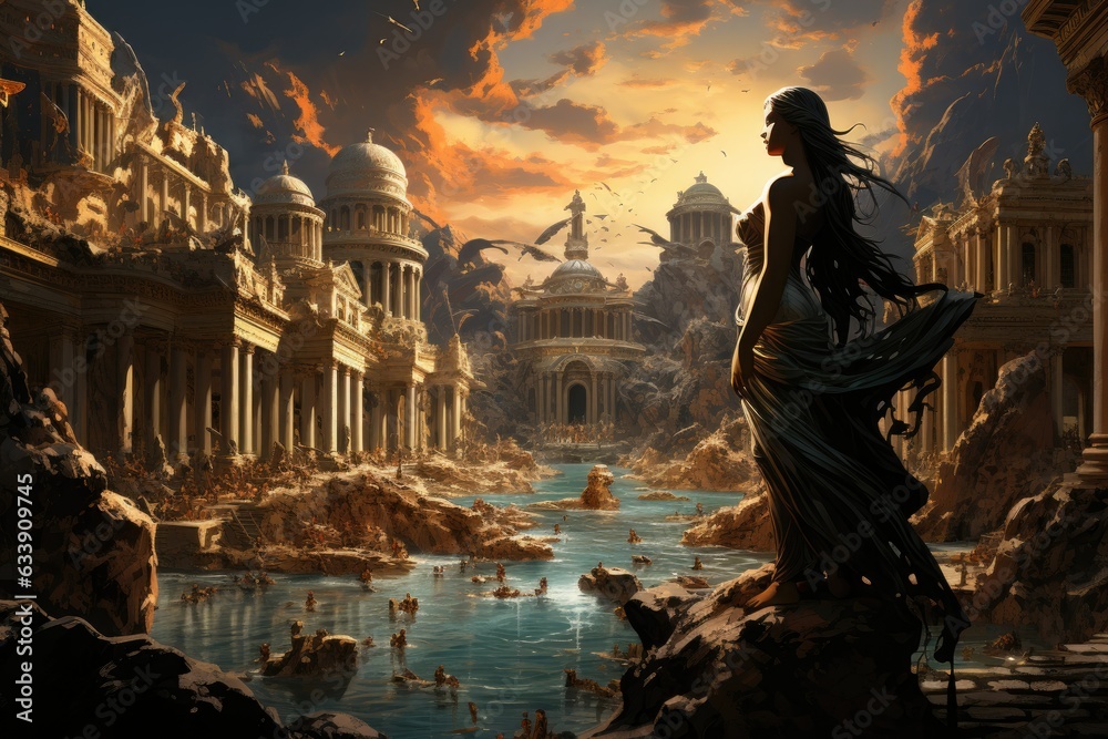 Beautiful Scene inspired by Greek mythology, depicting gods, heroes ...