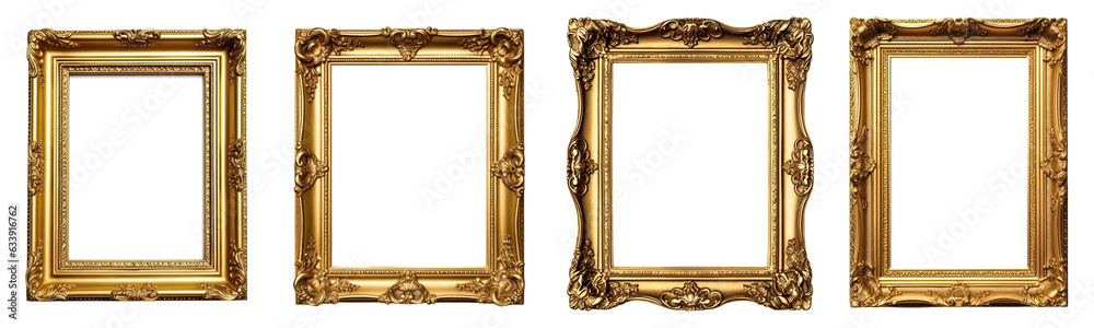 Set of Gold photo frame, gold texture, gothic retro style illustration ...