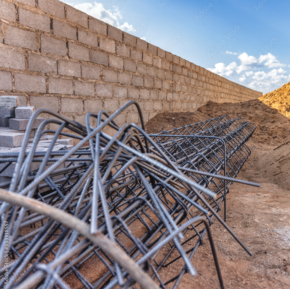 wire mesh used in construction to reinforce concrete mountain of fresh ...