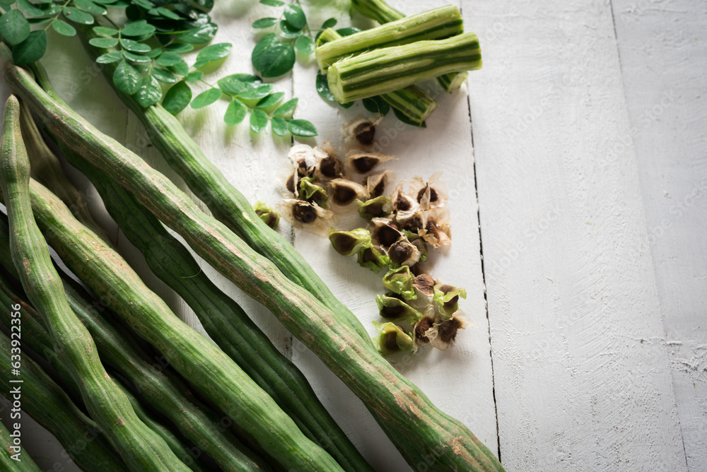 Moringa oleifera, Moringa leaves, Moringa seed, flower of Moringa on ...