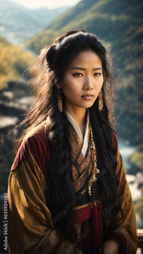 Portrait of a Chinese young lady in ancient attire Stock Photo | Adobe ...