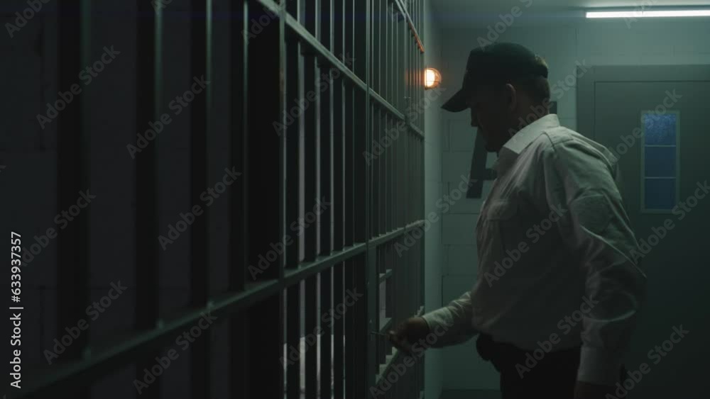 Jailer walks the corridor. Male prisoner hits prison employee, opens ...