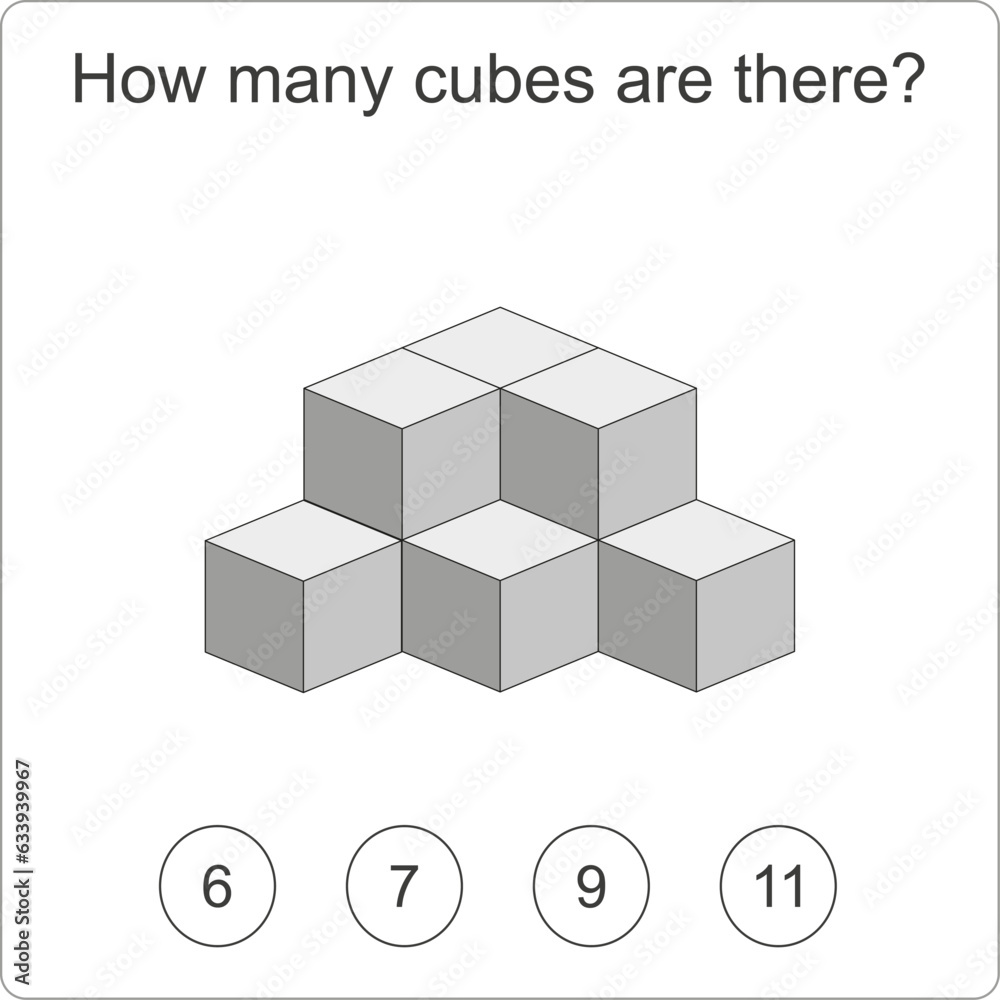 How many cubes are there brain test. Education logic game for preschool ...