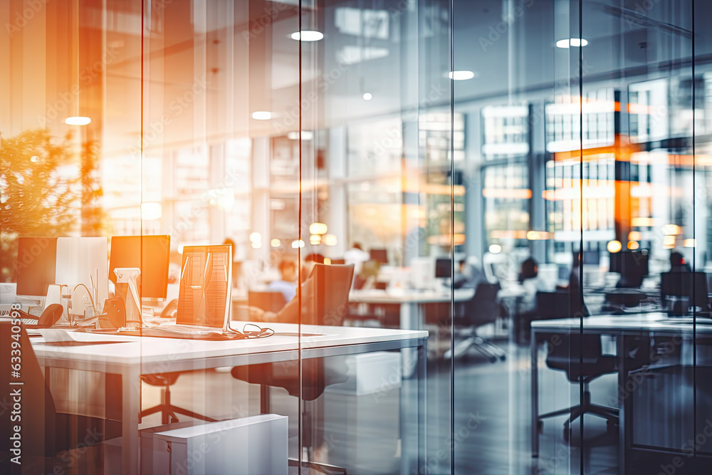 Blurred Office interior room background with modern design in working ...