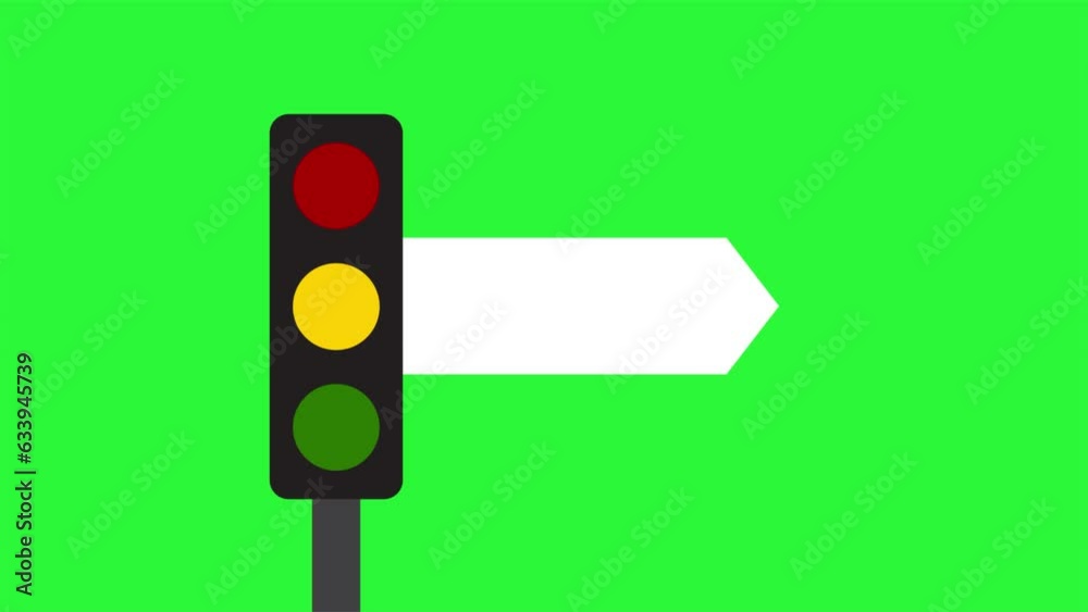 traffic light animation with blank information board. traffic light ...