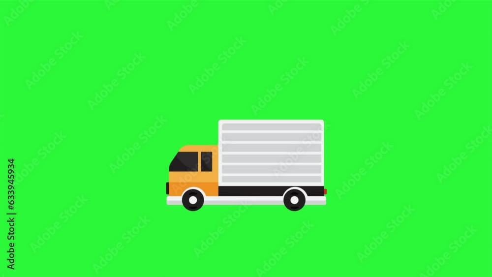 moving boxcar animation. Animated package delivery truck on green ...