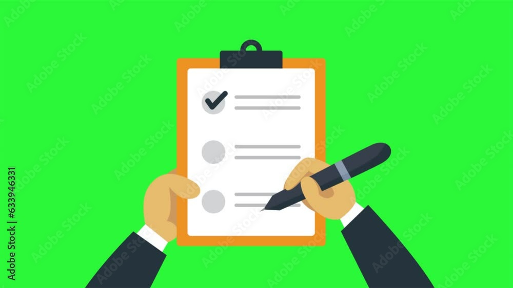 Animated illustration of a hand checking a list. Animated checklist on ...