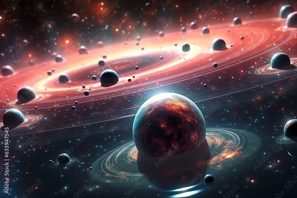 Our 3d Solar system with planets in orbits path. Stock Illustration ...