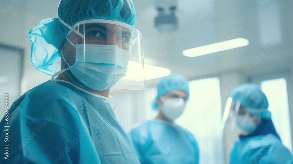 Medical doctor ER team, surgeon and anesthetist on medical clinic room ...