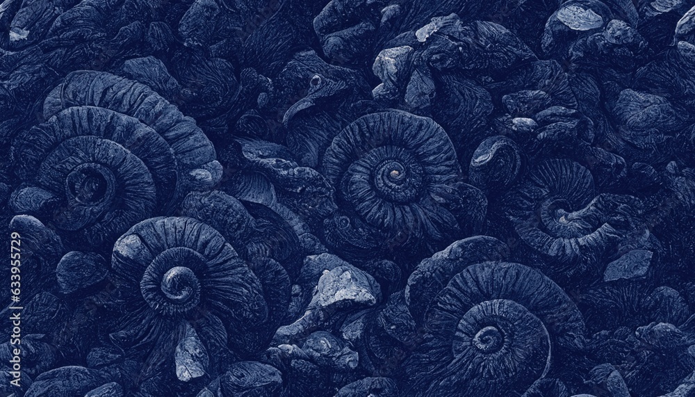 Seamless texture of elaborate and unique calcified blue ammonite sea ...
