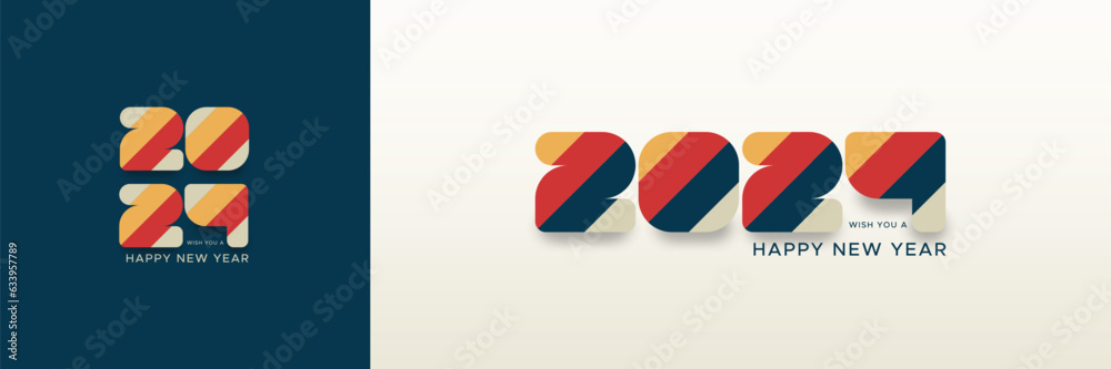 2024 typography logo design concept. Happy new year 2024 logo design ...