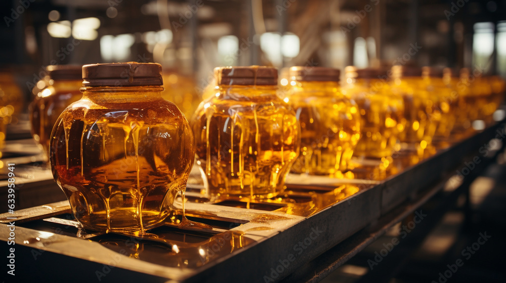 Honey Factory: A view inside a honey extraction facility, with frames ...