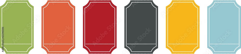 Poster Empty but coloured ticket set on a transparent background in PNG ...