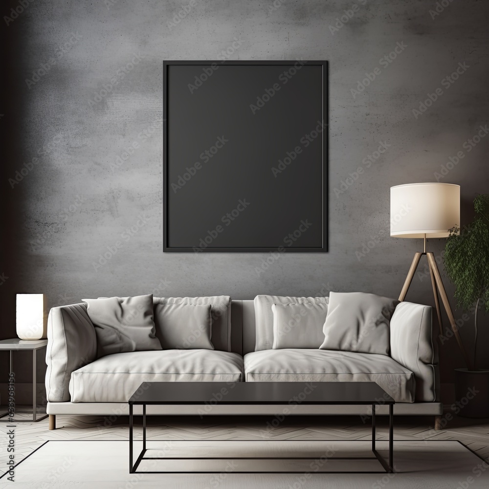 beautiful interior design furniture with mockup poster artwork with ...