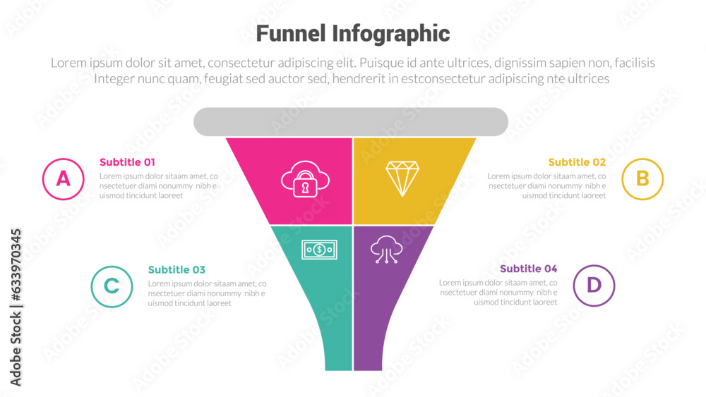 funnel shape infographics template diagram with pyramid balance ...