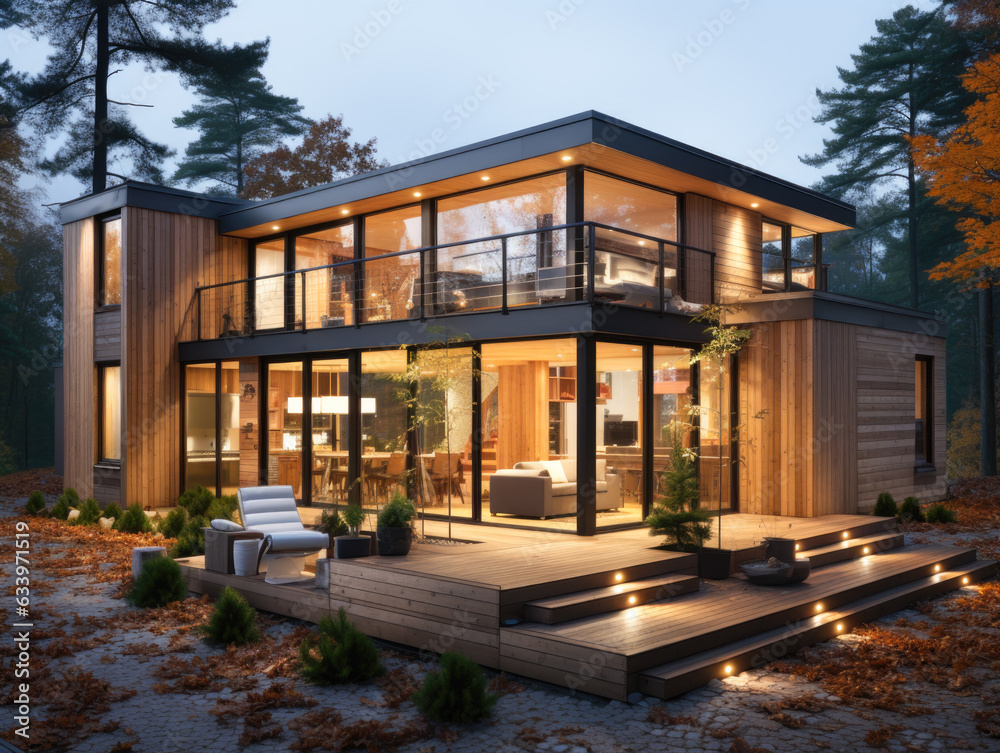The modular house is designed in an ultra-realistic cinematic style. It ...