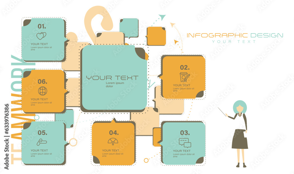 Infographic 6 Steps Modern Mind map diagram with Icons, vector ...