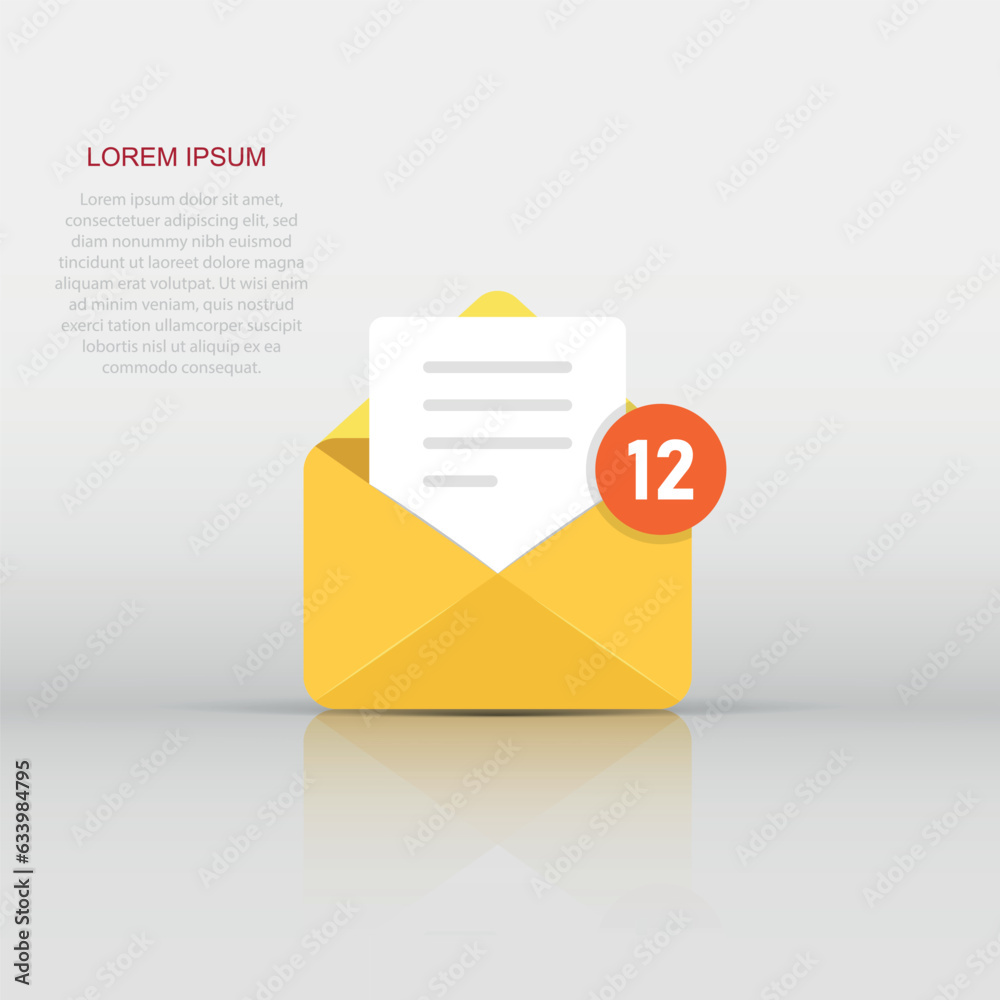 New incoming messages icon in flat style. Envelope with notification ...