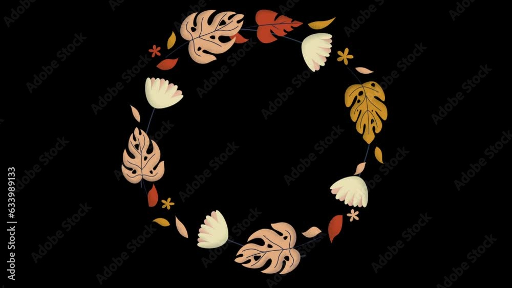 Growing plants and vines animation on black background with luma matte ...
