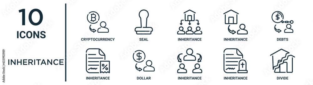 inheritance outline icon set such as thin line cryptocurrency ...