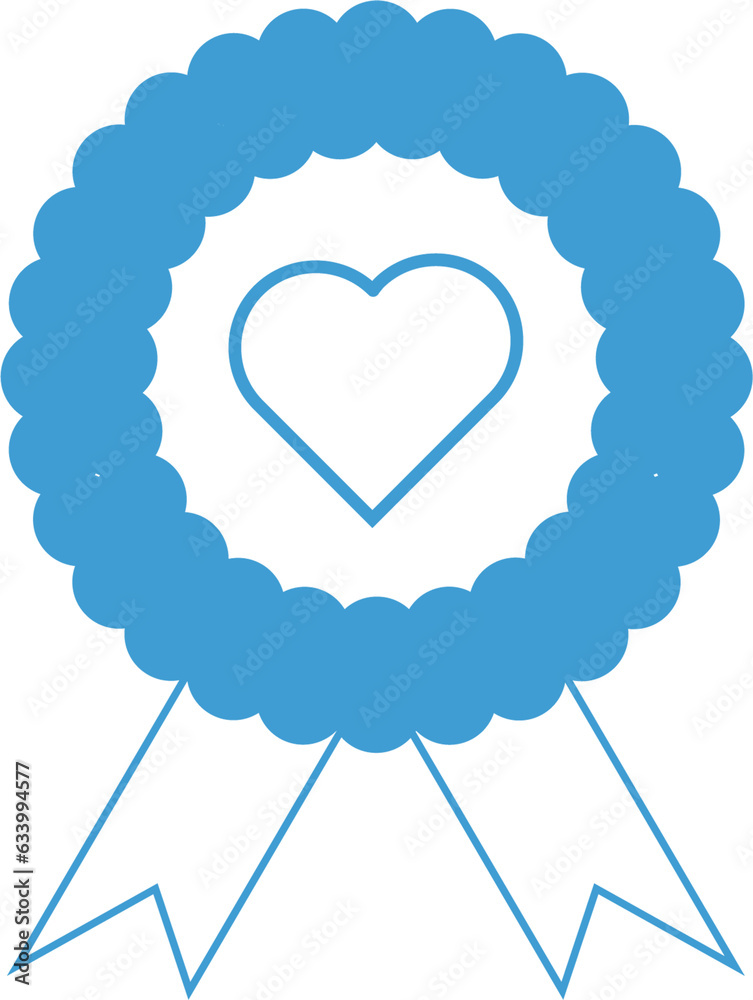 Digital png illustration of blue badge with heart shape on transparent ...