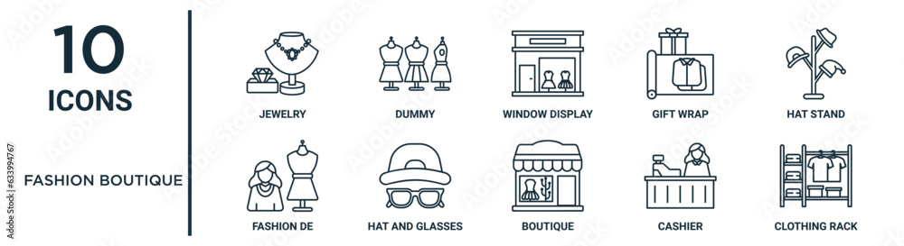 Vecteur Stock fashion boutique outline icon set such as thin line ...