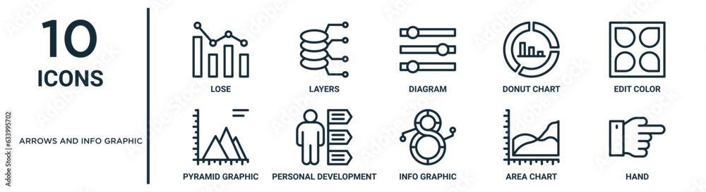 arrows and info graphic outline icon set such as thin line lose ...