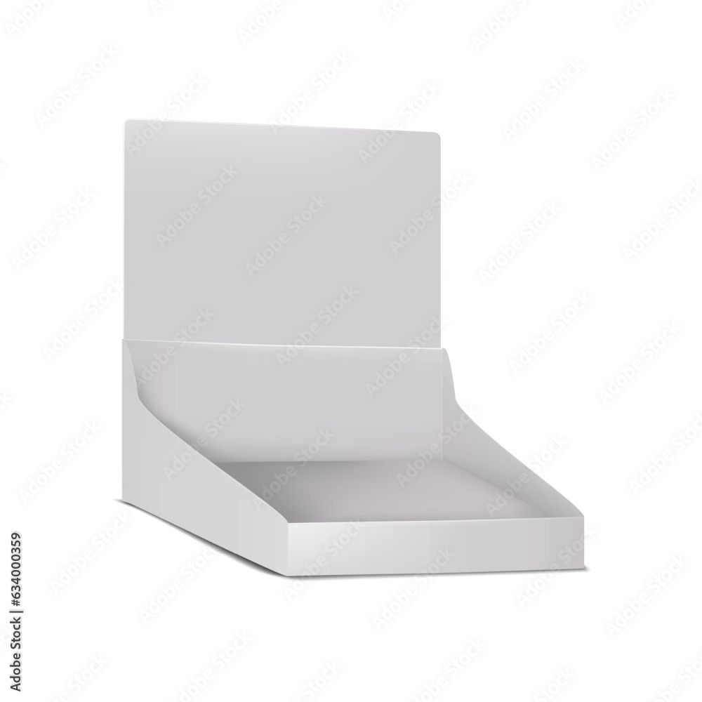 Cardboard counter display vector mock-up. Retail table countertop stand ...