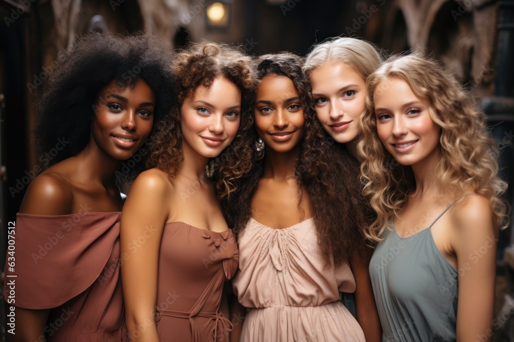 A diverse group of beautiful women with natural beauty and glowing ...