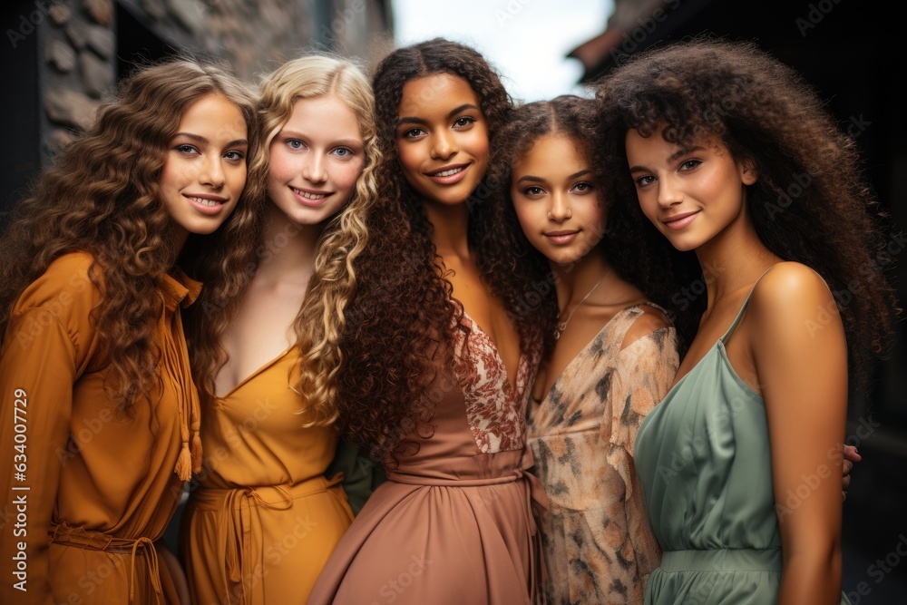A diverse group of beautiful women with natural beauty and glowing ...
