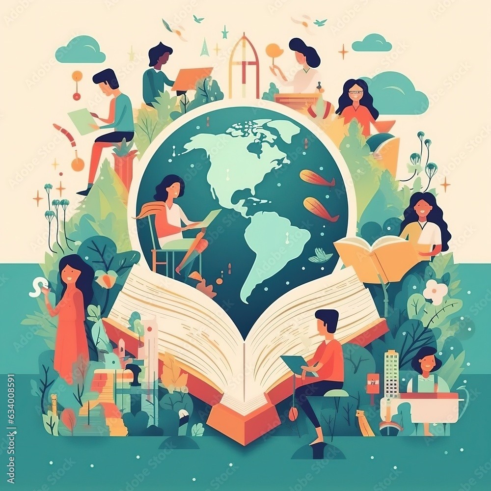 Literacy Day with People celebrate Literacy Day by reading books on the ...