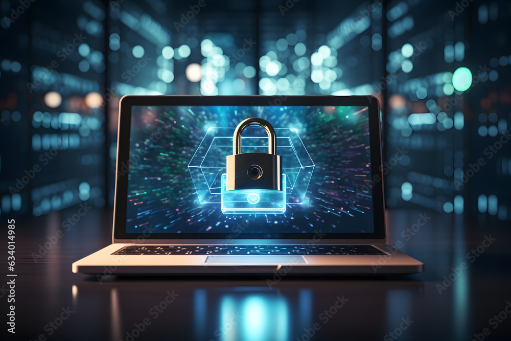 Screen Lock Symbolism Padlock Hovering to Ensure Security ai generated ...