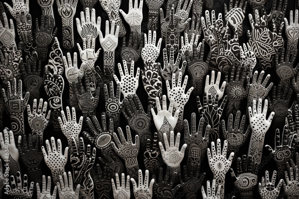 Monochrome Mosaic: Black and white representation of hands from ...