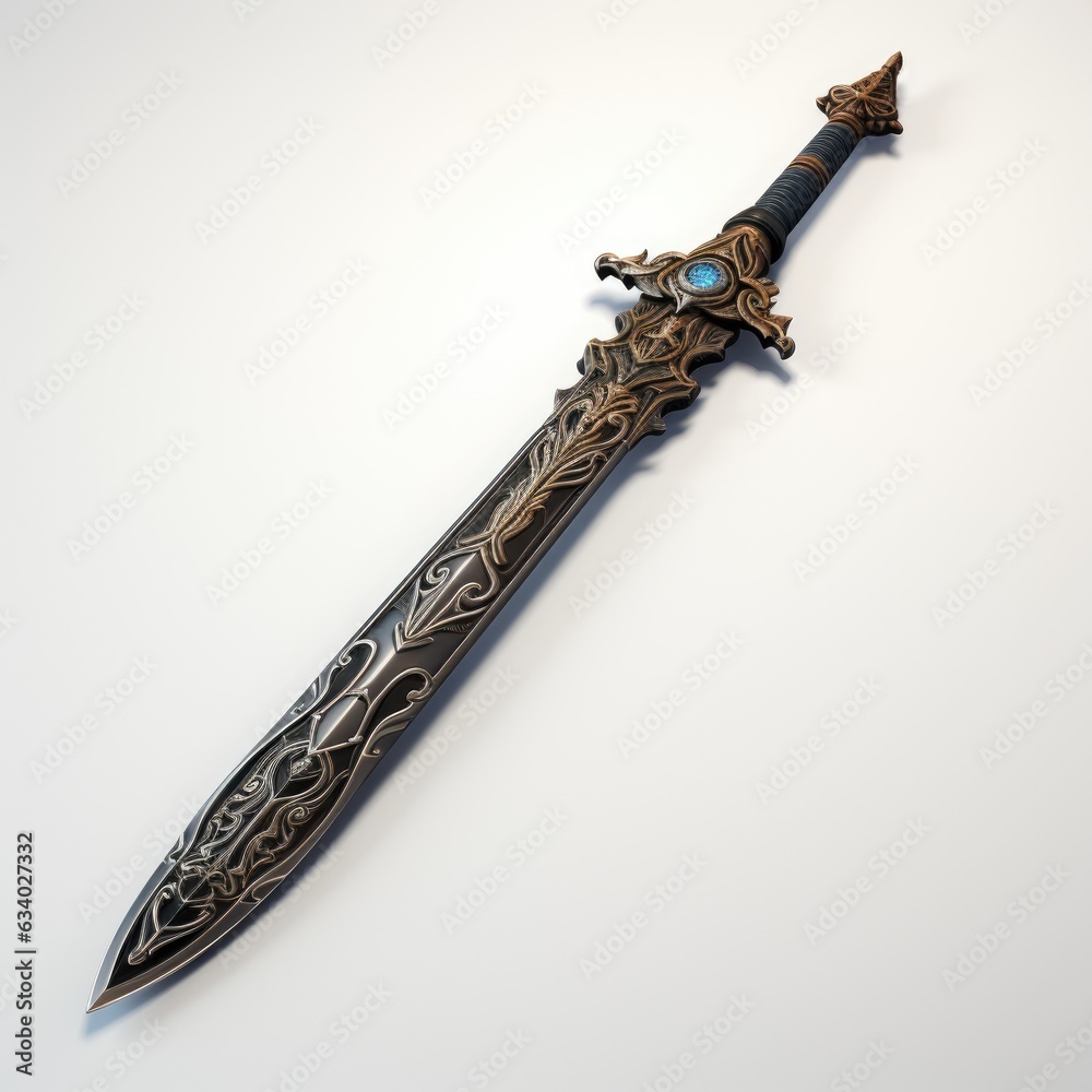 Sword illustration isolated. 3d illustration of an antique sword. Fairy ...