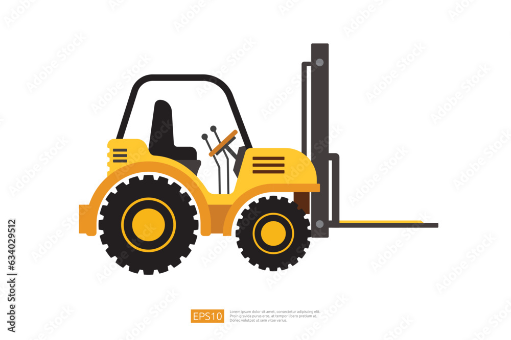 forklift truck vector illustration view from side isolated on white ...