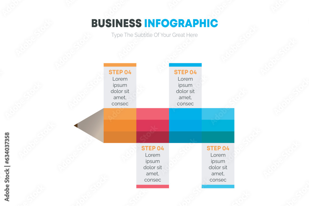 Vecteur Stock colorful pencil diagram infographic element template, vertical row layout diagram ...
