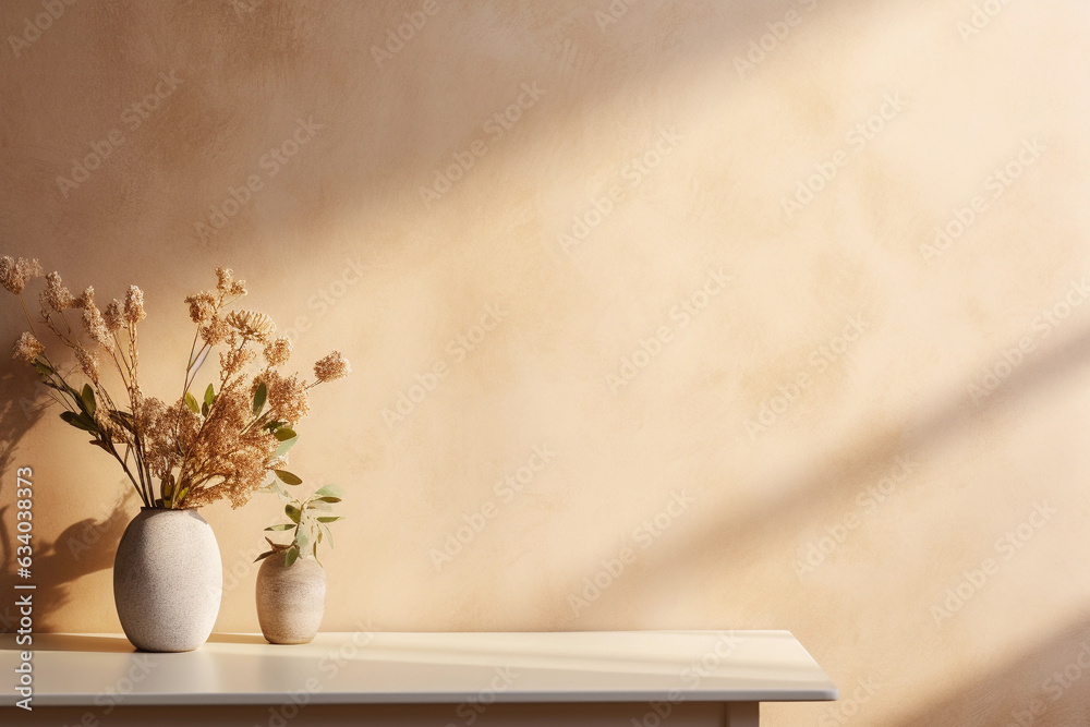 Bogo beige textured wall with copy space. Monochrome minimalist empty ...