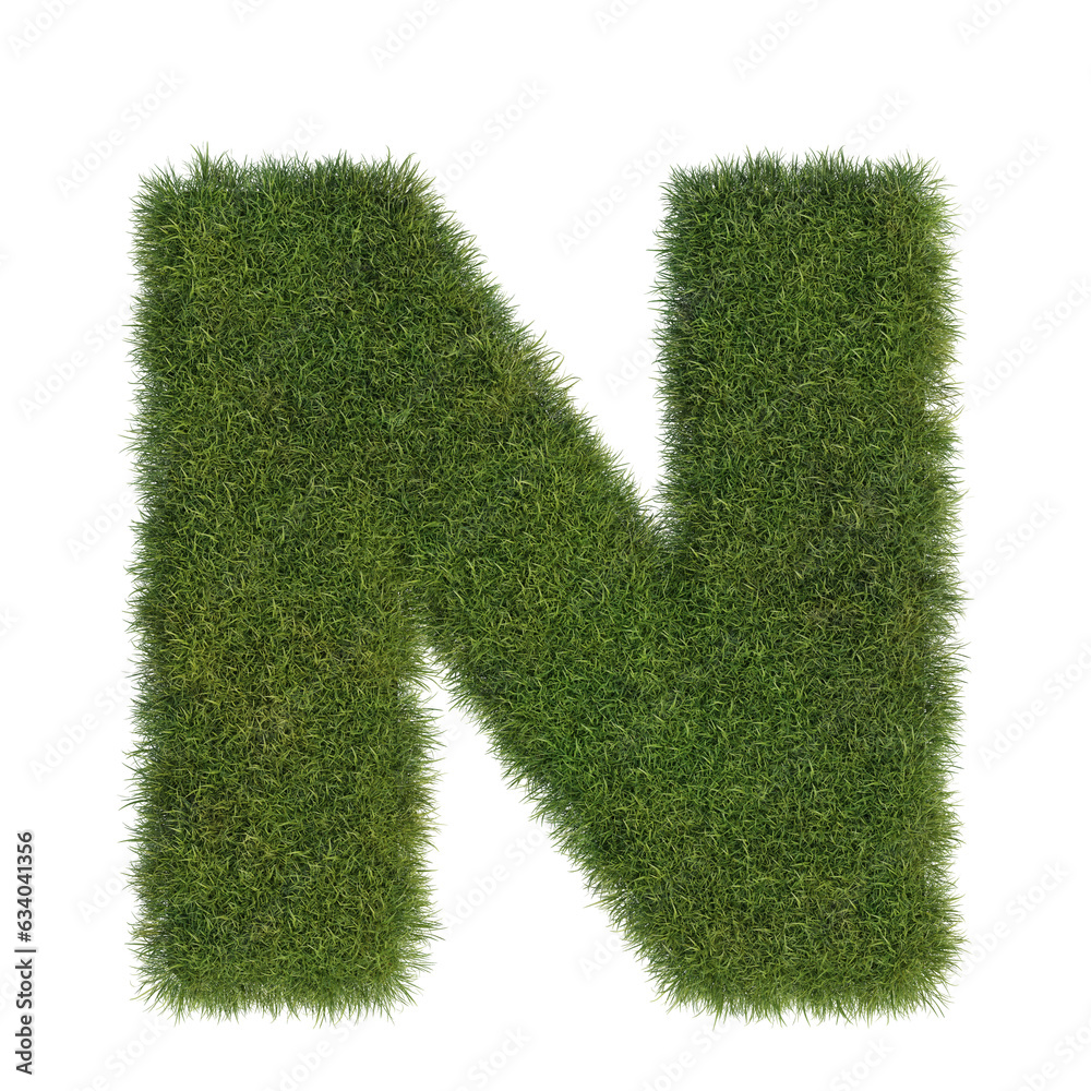 alphabet, letter N, font art 3d rendering, artistic font covered with ...