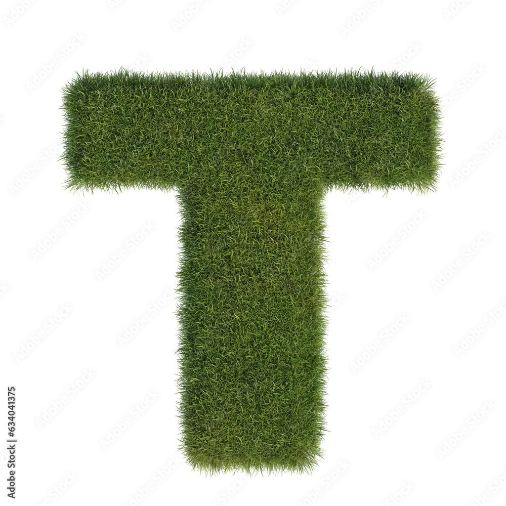 alphabet, letter T, font art 3d rendering, artistic font covered with ...