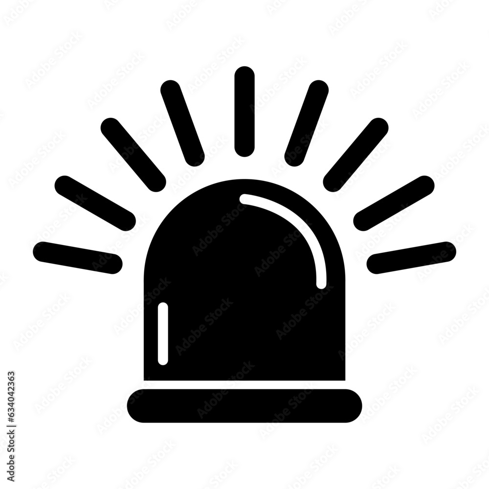 Siren fire alarm sign, signal danger light symbol, ambulance police ...